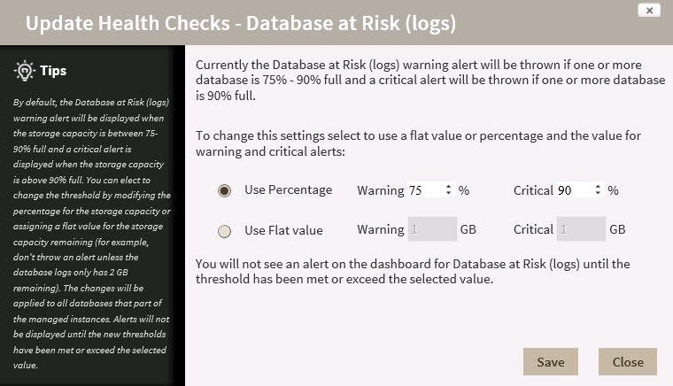 Database at risk (Logs) - SQL Inventory Manager 2.3 - Product Documentation